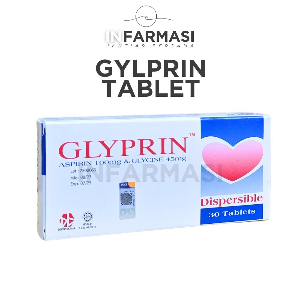 Glyprin Tablet | Aspirin 100mg + Glycine 45mg | 10’s (Strip) & 3 x 10’s ...