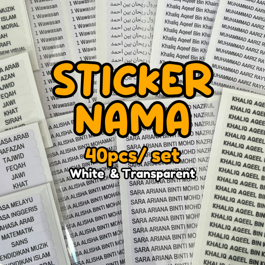 Sticker Nama | Kelas | Sekolah | Subjek Buku Alat Tulis White ...