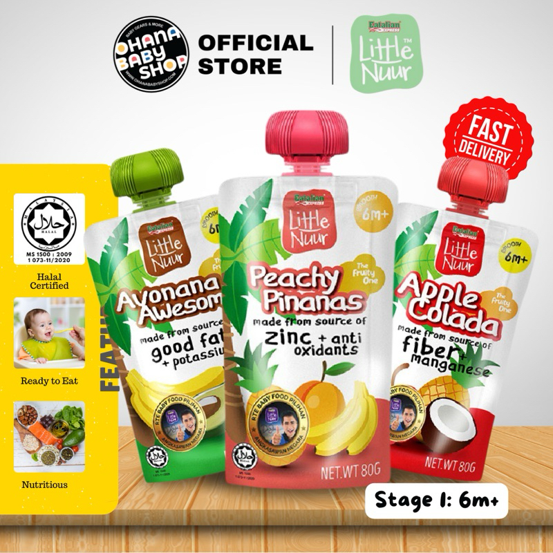 Little Nuur Ready To Eat Baby Food Puree Bubur Fruity 80g (6month ...