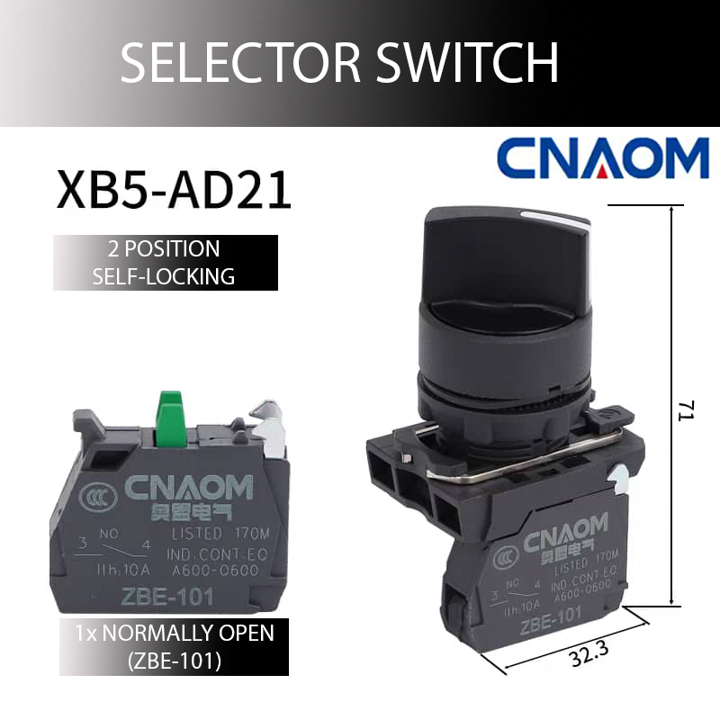 CNAOM Selector Switch Self Locking Rotate Button Switch with Legend ...