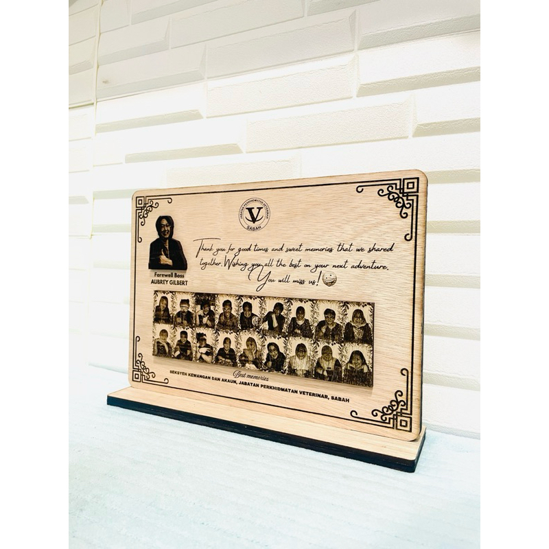 PLAK PERSARAAN PENGHARGAAN FAREWELL PLAQUE 3 LAYER WOODEN LASER ...