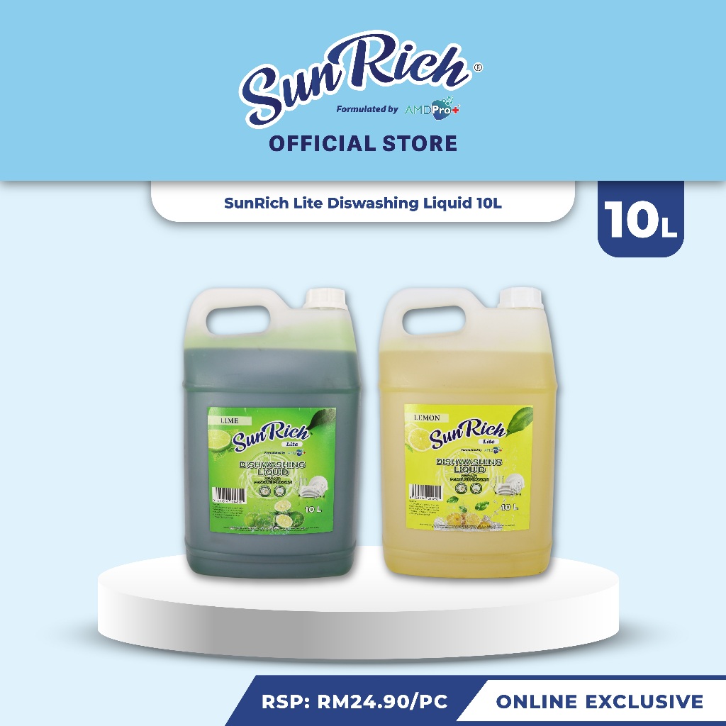 SUNRICH Lite Dishwashing Liquid (10L) . Antibacterial . Oil Removal ...