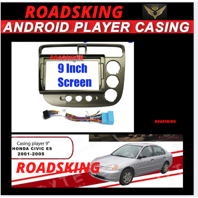 CAR AUDIO PLAYER CASING 9.1 INCH HONDA CIVIC 2001-2006 SOCKET CABLE ...