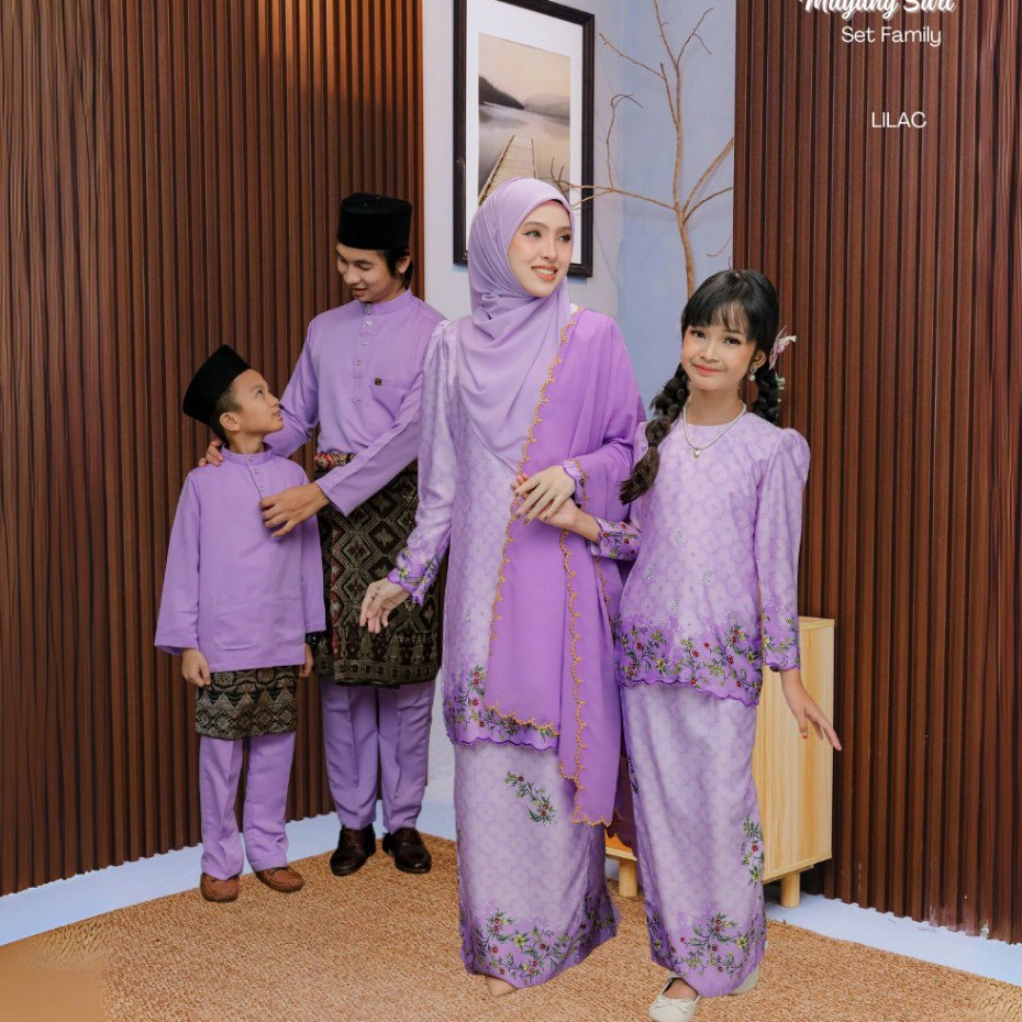Kurung Mayang Sari Dan Baju Melayu Dewasa Dan Budak Warna Lilac ...