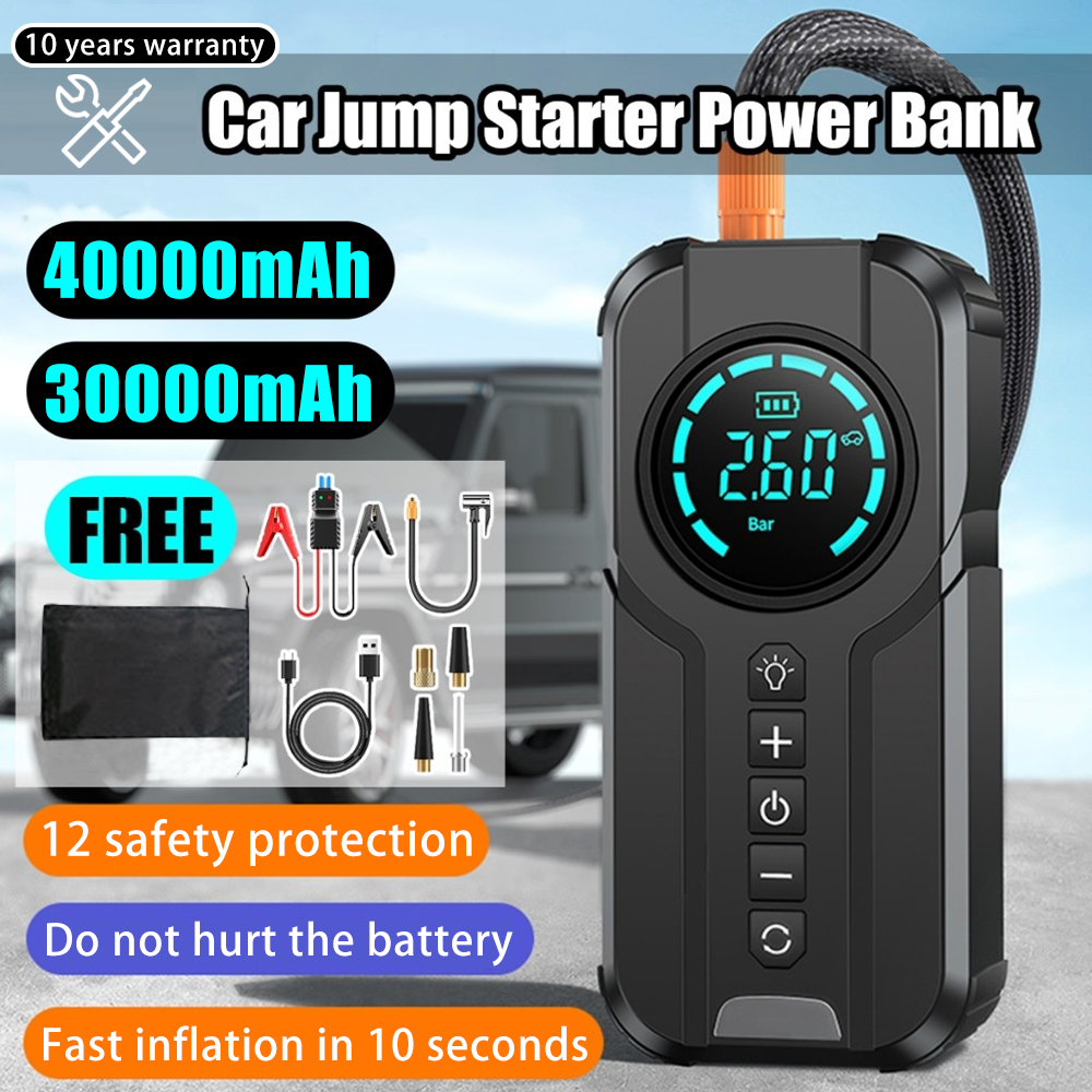 4 in 1 Car Jump Starter Portable With Pump Tyre Air Pump Power Bank ...