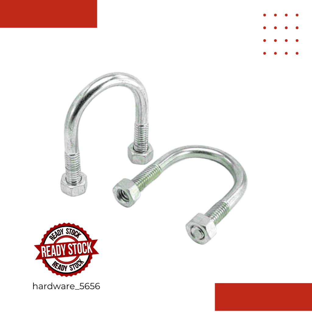 【Lelong 清仓商品】High Quality 5/16"×3" U bolts Round With Nuts/ Besi U ...