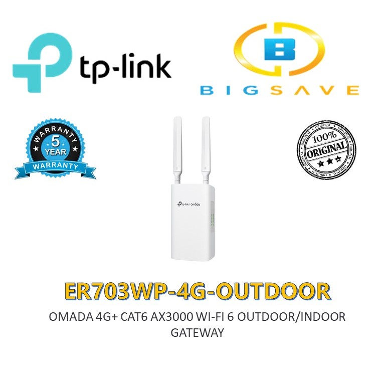 TP-LINK ER703WP-4G-OUTDOOR OMADA 4G+ CAT6 AX3000 WI-FI 6 OUTDOOR/INDOOR ...