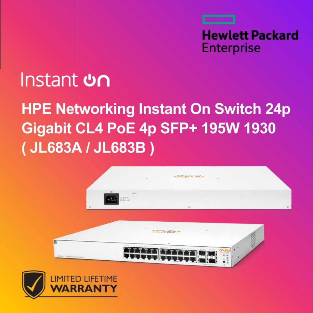 HPE Networking Instant On Switch 24p Gigabit CL4 PoE 4p SFP+ 195W 1930 ...