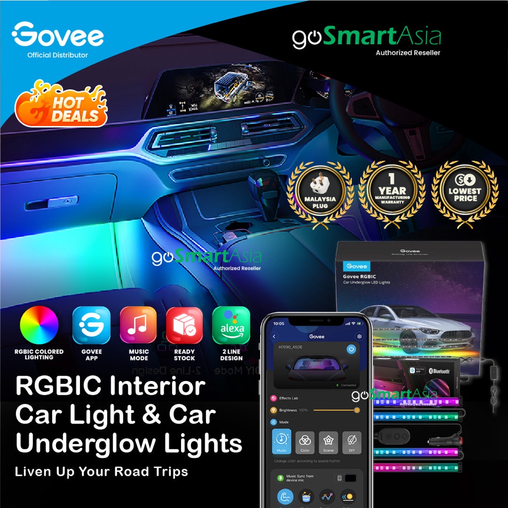 goSmart Asia Govee RGBIC Interior Car Light Car Atmosphere Light Led ...
