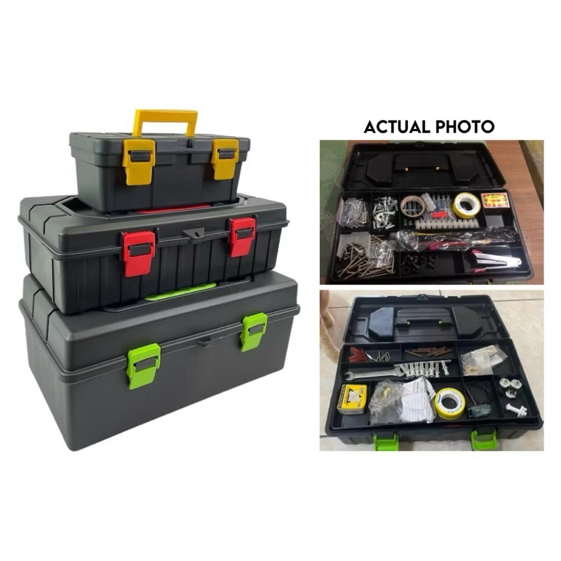 【Heavy Duty】ToolBox Plastic Tool Box Set Spanar Plastic Storage Fishing Bekas Kotak Hardware 工具箱 ...