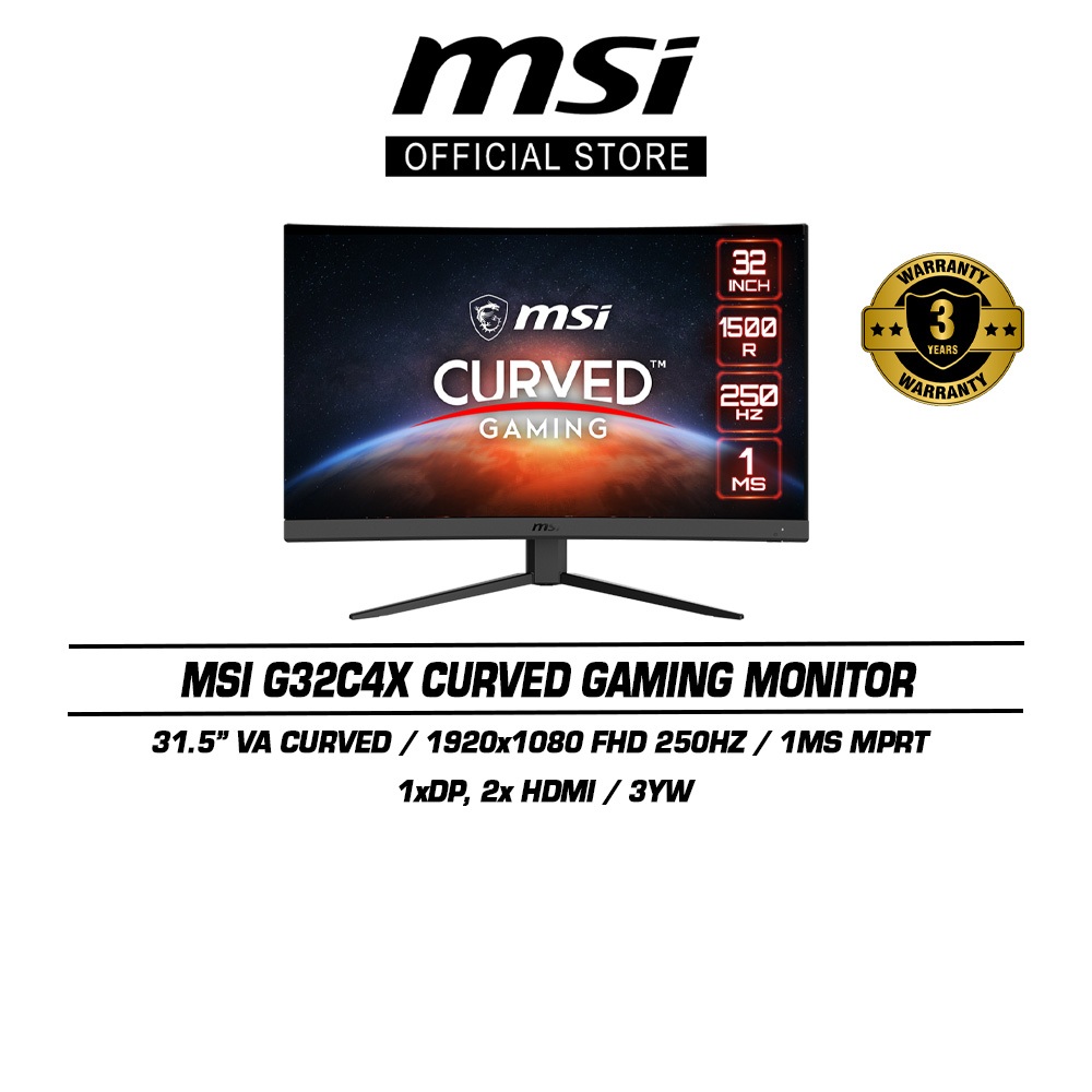 MSI G32C4X Gaming Monitor (31.5"/FHD/Curved/VA/250Hz) | Shopee Malaysia