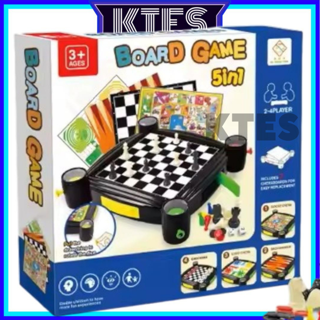 🌈NEW🇲🇾READY STOCK🇲🇾5in1 Ludo Classic Family Game Auto backgammon dice ...