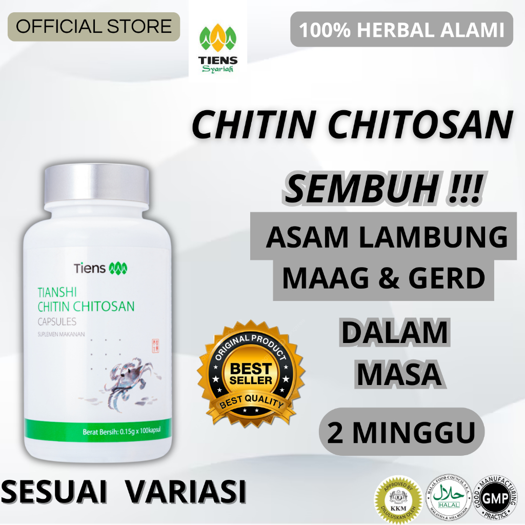 CHITIN CHITOSAN TIENS ORIGINAL ubat supplement gerd anxiety maag ...