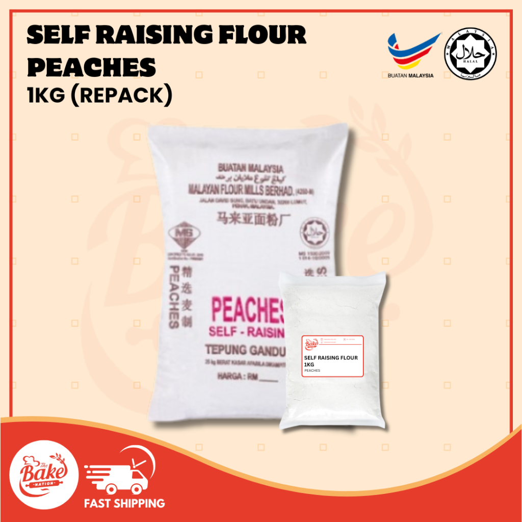 Peaches Tepung Naik Sendiri / Self-Raising Flour Repacked 1kg | Shopee ...