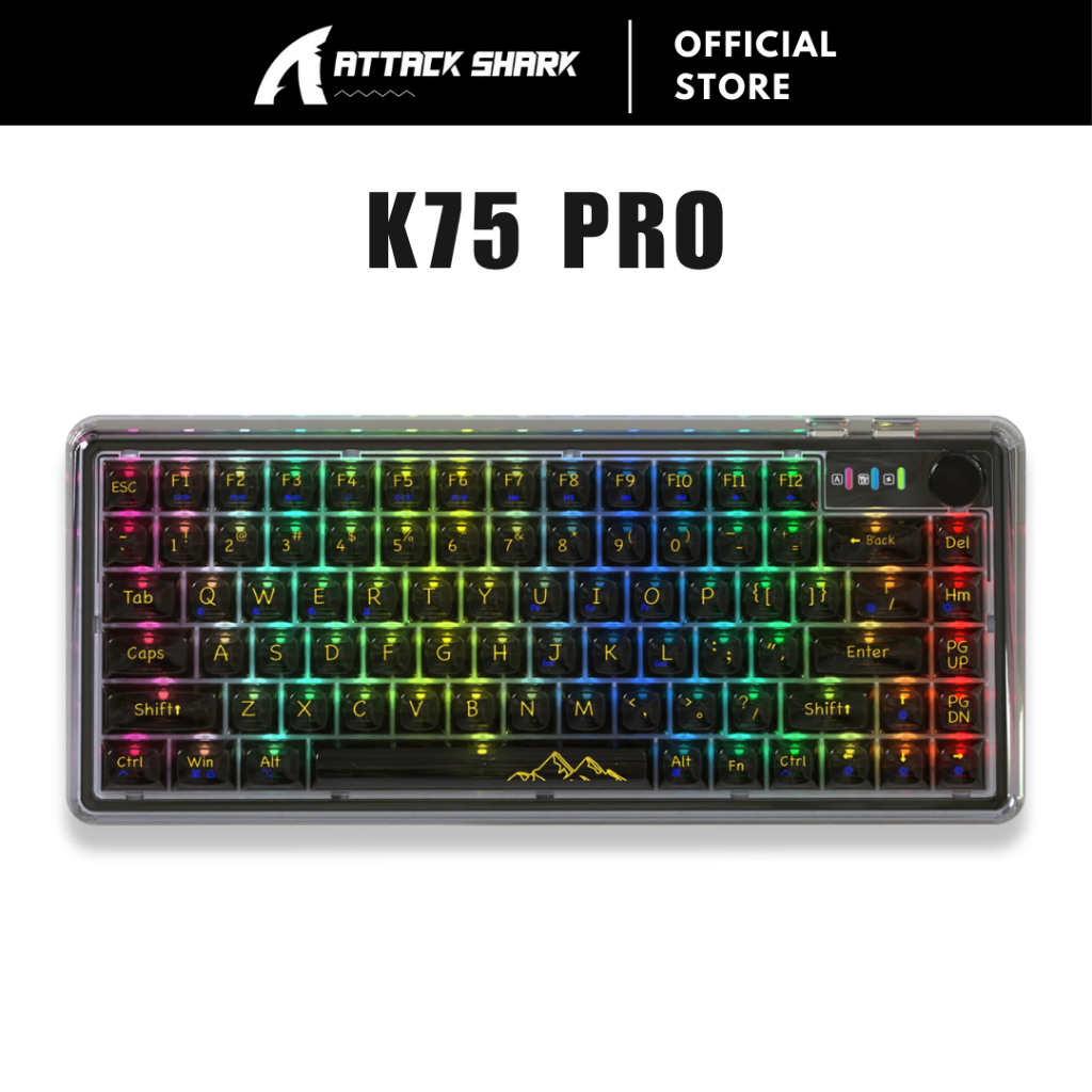 ATTACK SHARK K75 PRO 75% Wireless Transparent Mechanical Keyboard Tri ...
