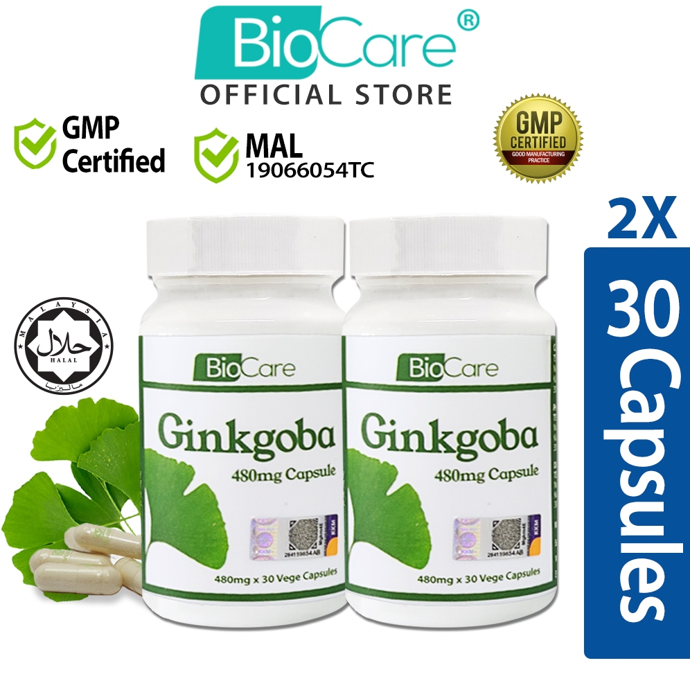 BioCare Ginkgoba 480mg Capsule ( 2 x 30's x Ginkgo biloba) | Shopee ...