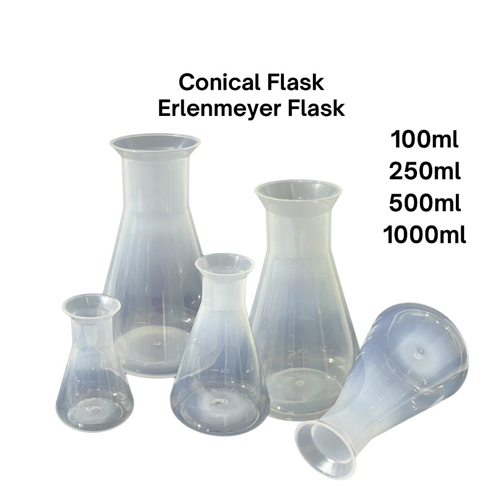 Conical Flask No Cap Erlenmeyer Flask Plastic 100ml 250ml 500ml 1000ml ...