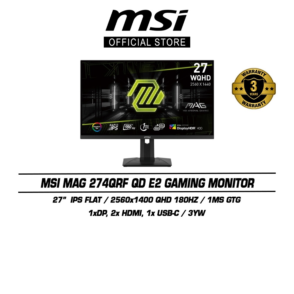 MSI MAG 274QRF QD E2 Gaming Monitor (27"/QHD/IPS/180Hz) | Shopee Malaysia
