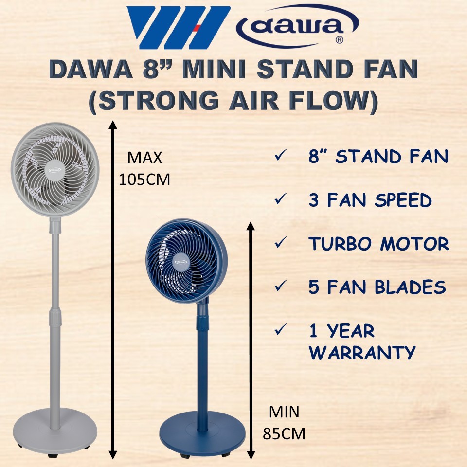 [ EXTRA BUBBLE WRAP ] Dawa 8" Standing Fan with Turbo Motor (STRONG AIR ...