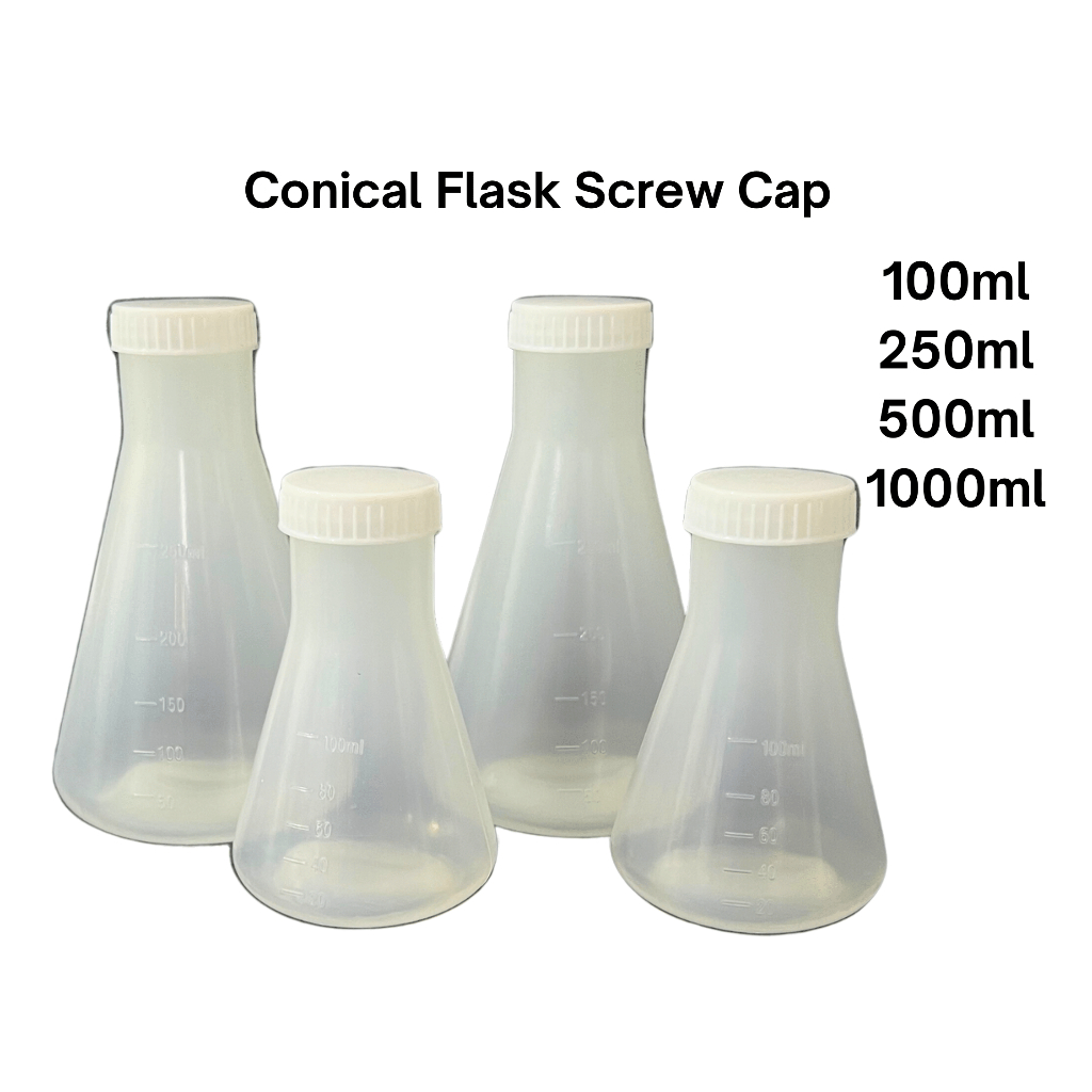 Conical Flask with Screw Cap Plastic 100ml 250ml 500ml Laboratory Tool ...
