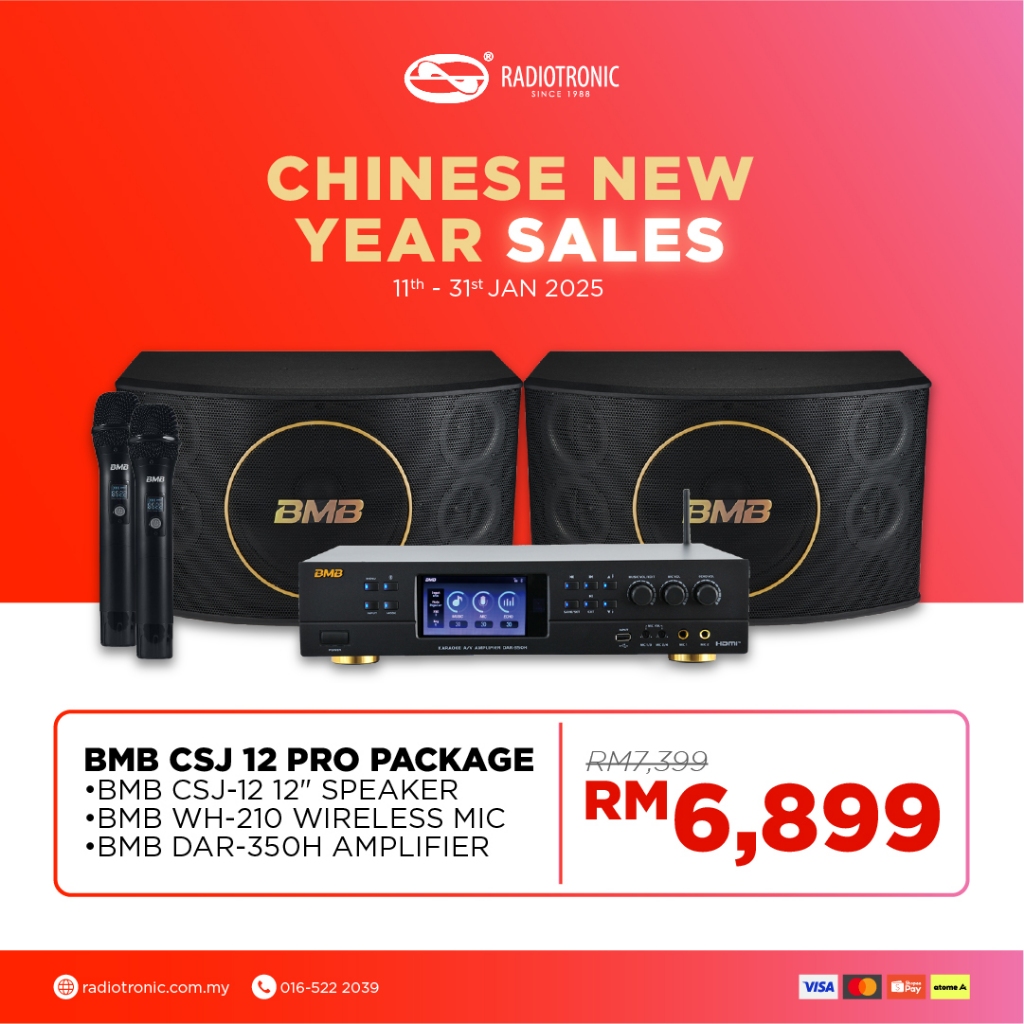 (CNY Sales 2025) BMB CSJ 12 PRO Karaoke Package - 12" Speaker with WH-210 Wireless Mic & DAR ...