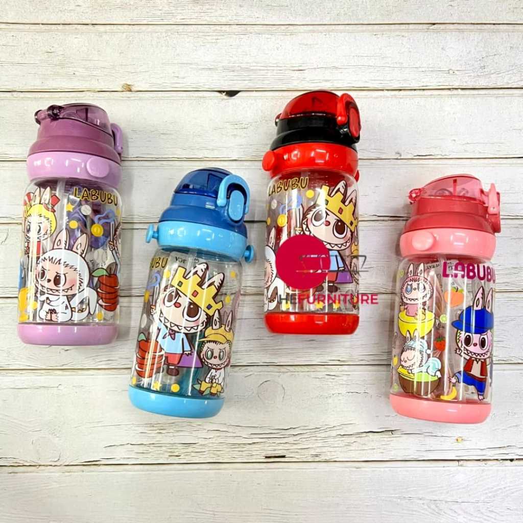 Cute LABUBU Cartoon Portable Carrying Straw Plastic Bottle Leakproof ...