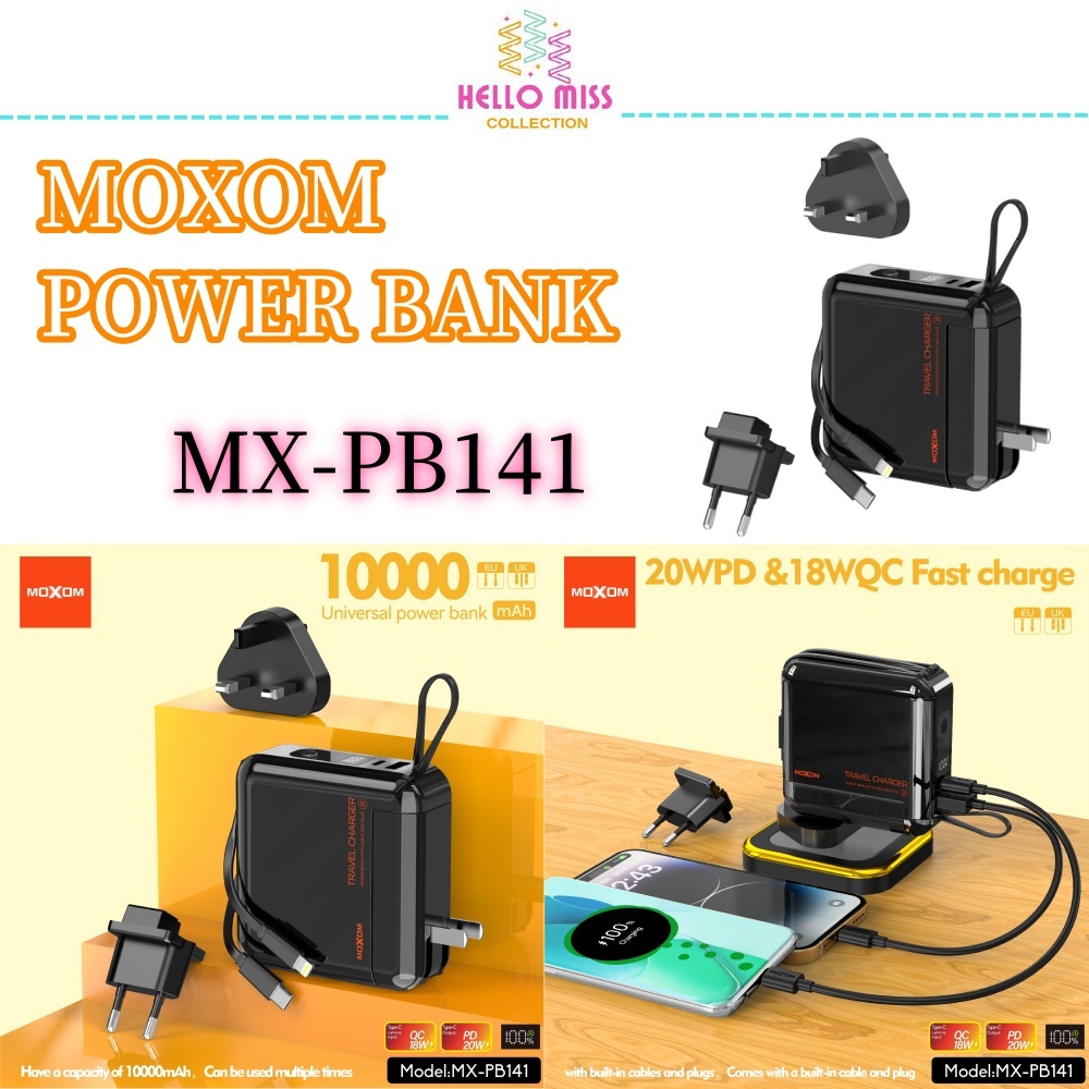 MOXOM POWERBANK MX-PB141 10000mAh UNIVERSAL TRAVELER CHARGER POWER BANK ...