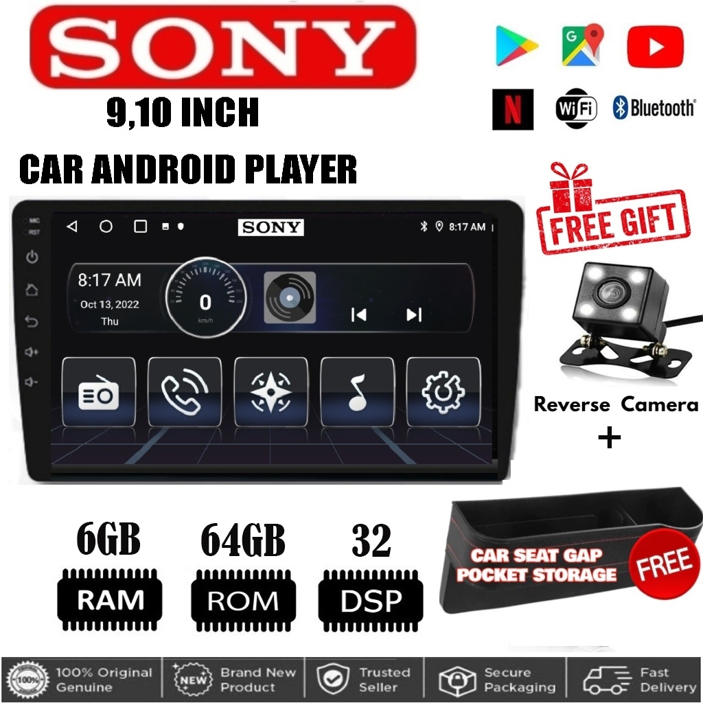 [6GB RAM+64GB ROM]QLED SONY Android Player 9"10 inch (FREE SEAT GAP ...