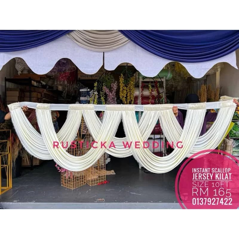 Readymade Siap Jahit Instant Scallop Drapping Drape Wedding Decoration ...