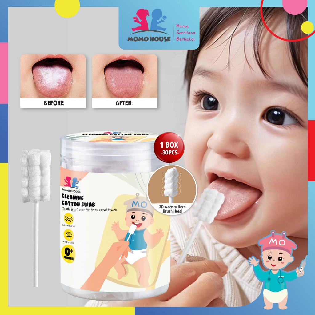 30pcs Momo House Baby Oral Cleaner Cotton Bud Pembersih Lidah Bayi Baby ...