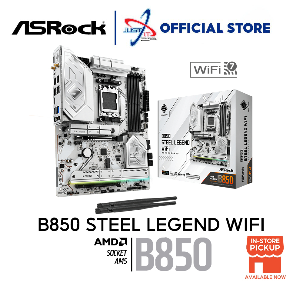 ASROCK B850 STEEL LEGEND WIFI7 DDR5 / D5 AM5 GAMING MOTHERBOARD COMBO 7600 / 7700X / 7950X ...