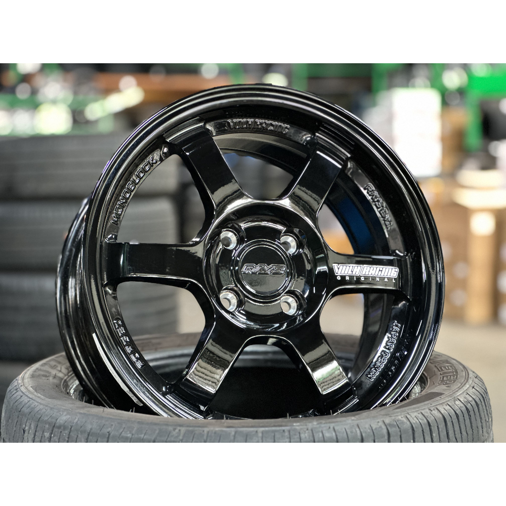 NEW 15X7J AOW TE37 Rim (set of 4) Black 4X100 for City Jazz Vios Yaris Myvi Mazda 2 Ativa ...