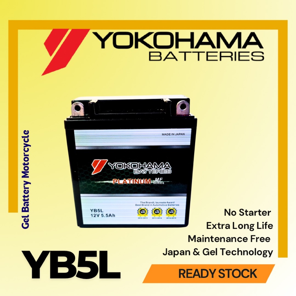 YB5L BATTERY YOKOHAMA GEL MOTORCYCLE LC135 V1 EX5 ( STARTER ) KRISS ...