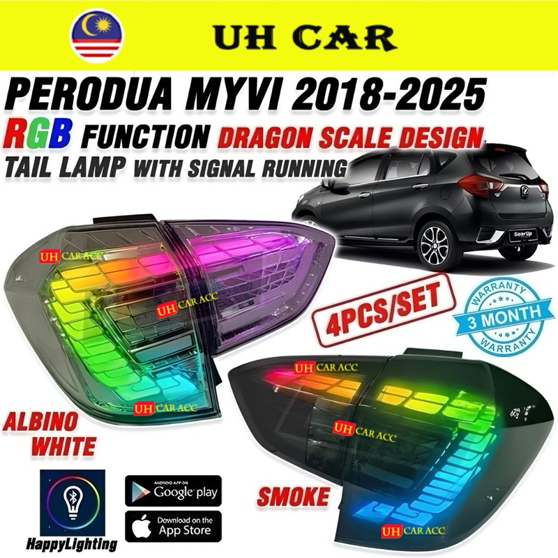 (RGB) (DRAGON SCALE) Perodua Myvi Gen3 2018-2025 Dynamic Led Tail Lamp ...