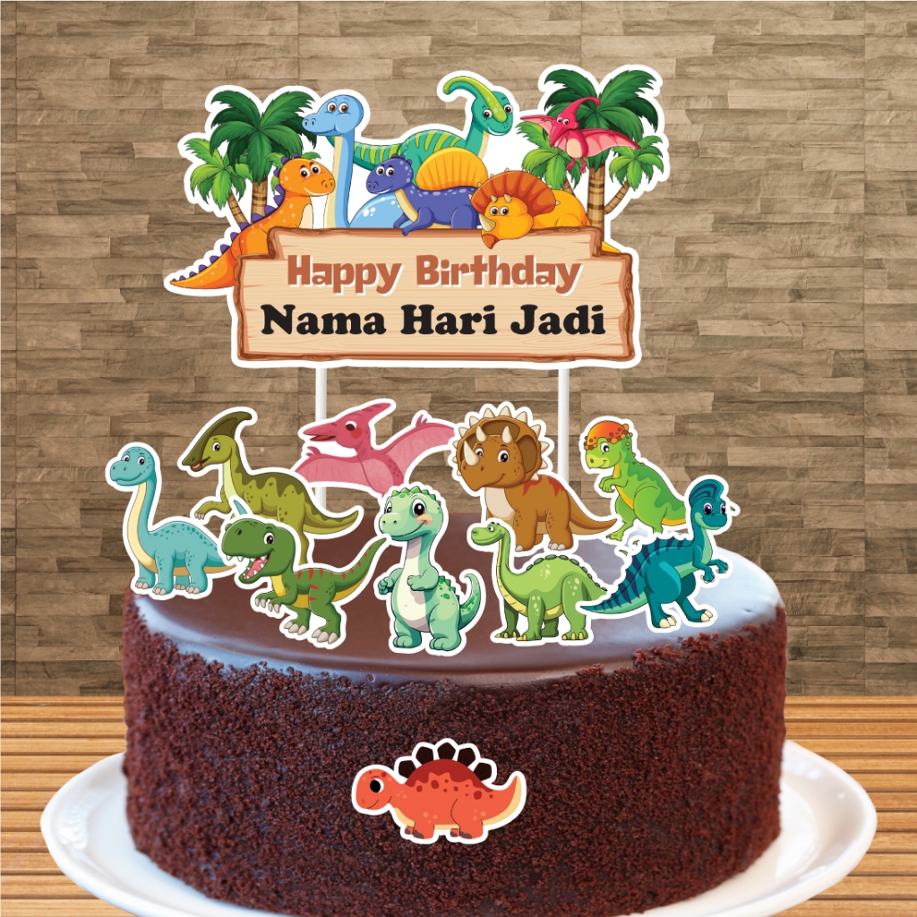Cute Dinosaur Cake & Cupcake Topper Decoration Birthday Party, Hari ...