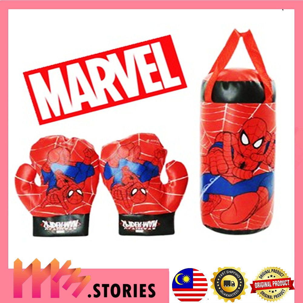 MM Stories Spiderman Punching Bag Boxing Play Set for Kids with Gloves ...