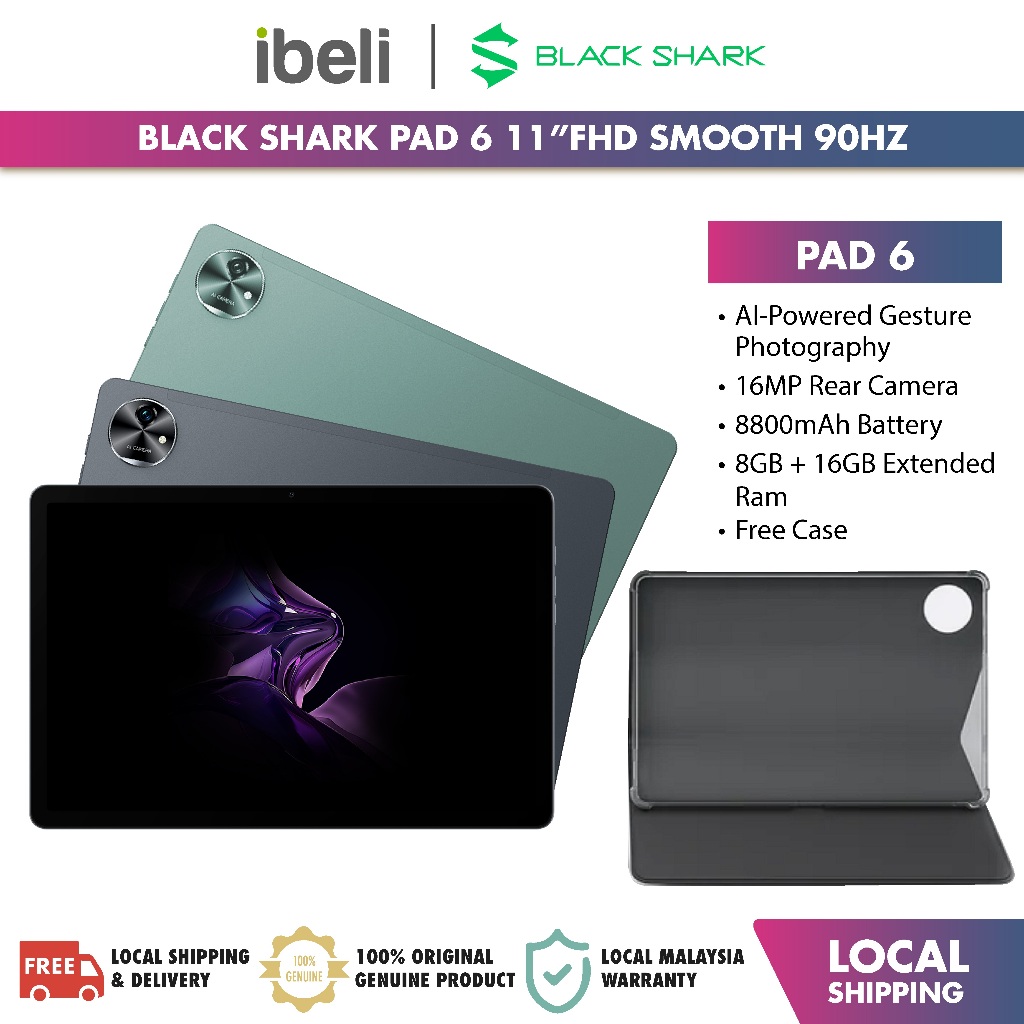 Black Shark Pad 6 | 11" FHD+ | Smooth 90Hz | Dual 4G LTE | AI-Powered ...