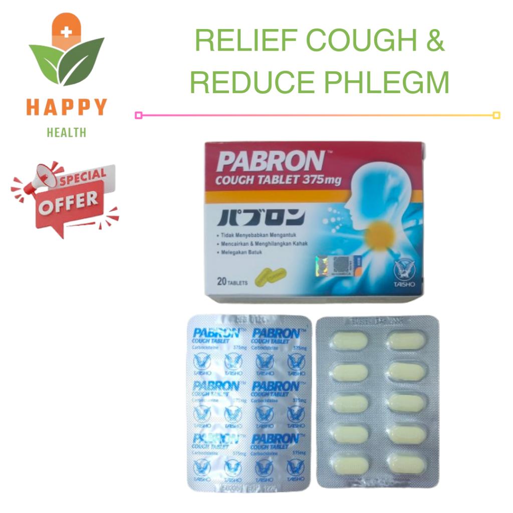 [ Exp 12/2026 ] PABRON COUGH TABLET 375MG ( 10'S | 20'S ) - For Relief ...