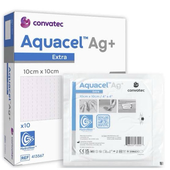 [NEW PACKAGING] Convatec Aquacel AG+ Extra (10cm x 10cm) REF 413567 ...
