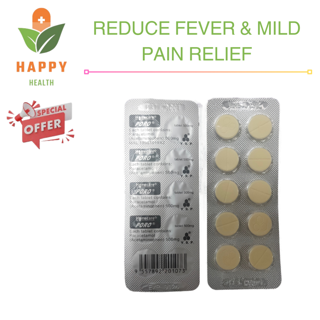 [ Exp 1/2026 ] PORO PARACETAMOL 500MG TABLET 10'S - Reduce Fever ...