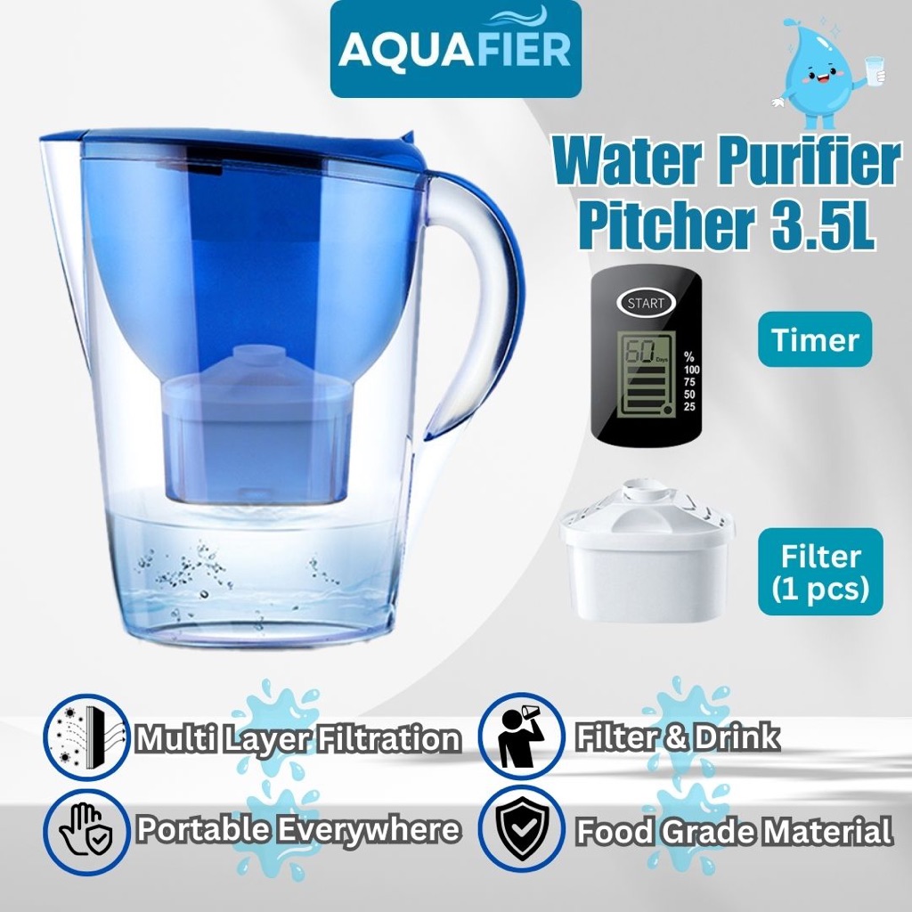 🇲🇾 AQUAFIER Portable Drinking Water Purifier Filter Pitcher Jug 3.5L ...