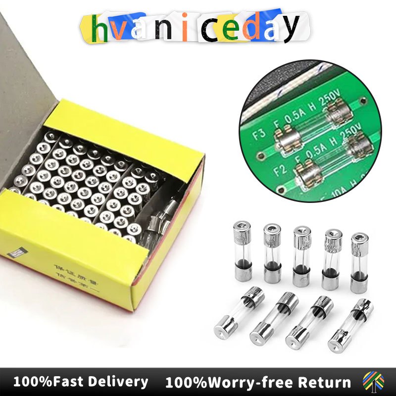 100 Pack 5A/10A Glass Fuse 5x20mm Glass Tube Quick Blow Fuses For ...