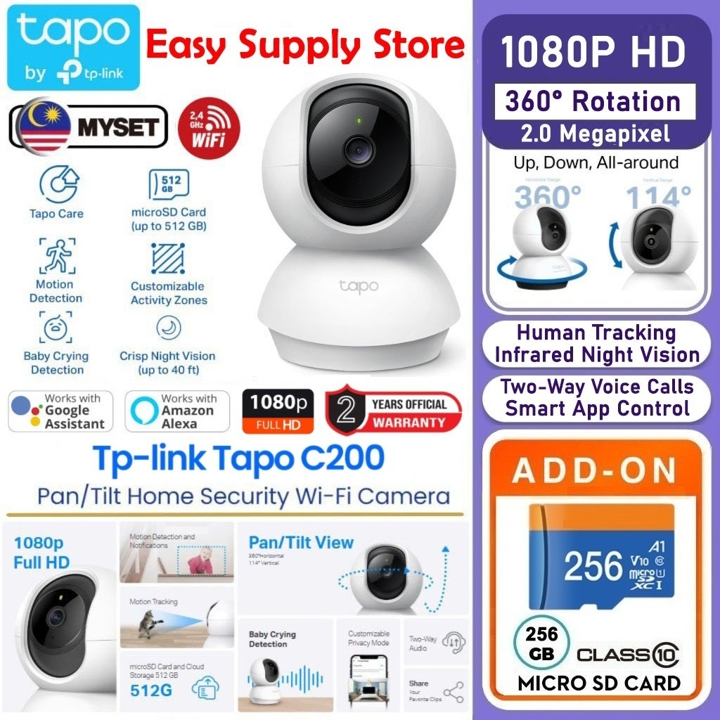 TP-LINK TAPO C200 360° 1080P Pan / Tilt Home Security IP Camera | Two ...