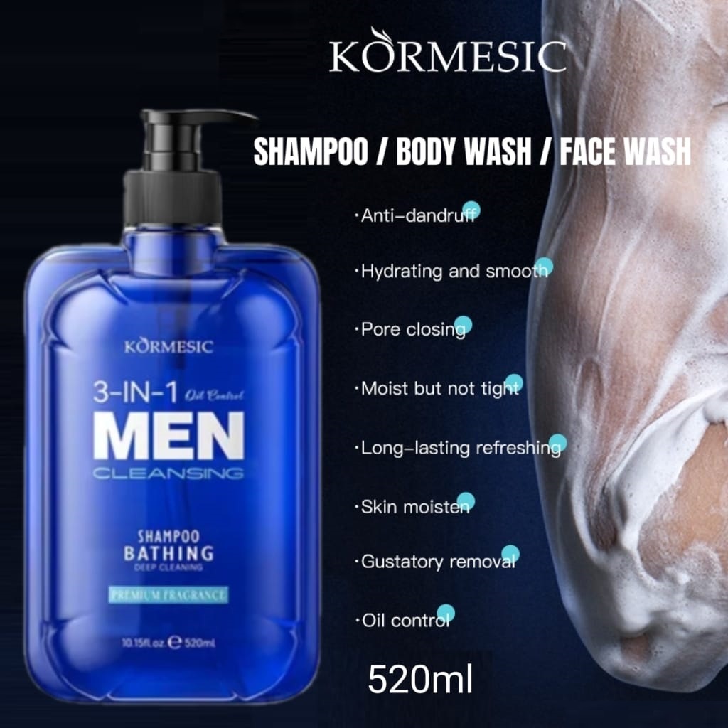 Men 3 In 1 Body Wash & Shampoo Active Cool & Face Wash (520ml) Anti ...