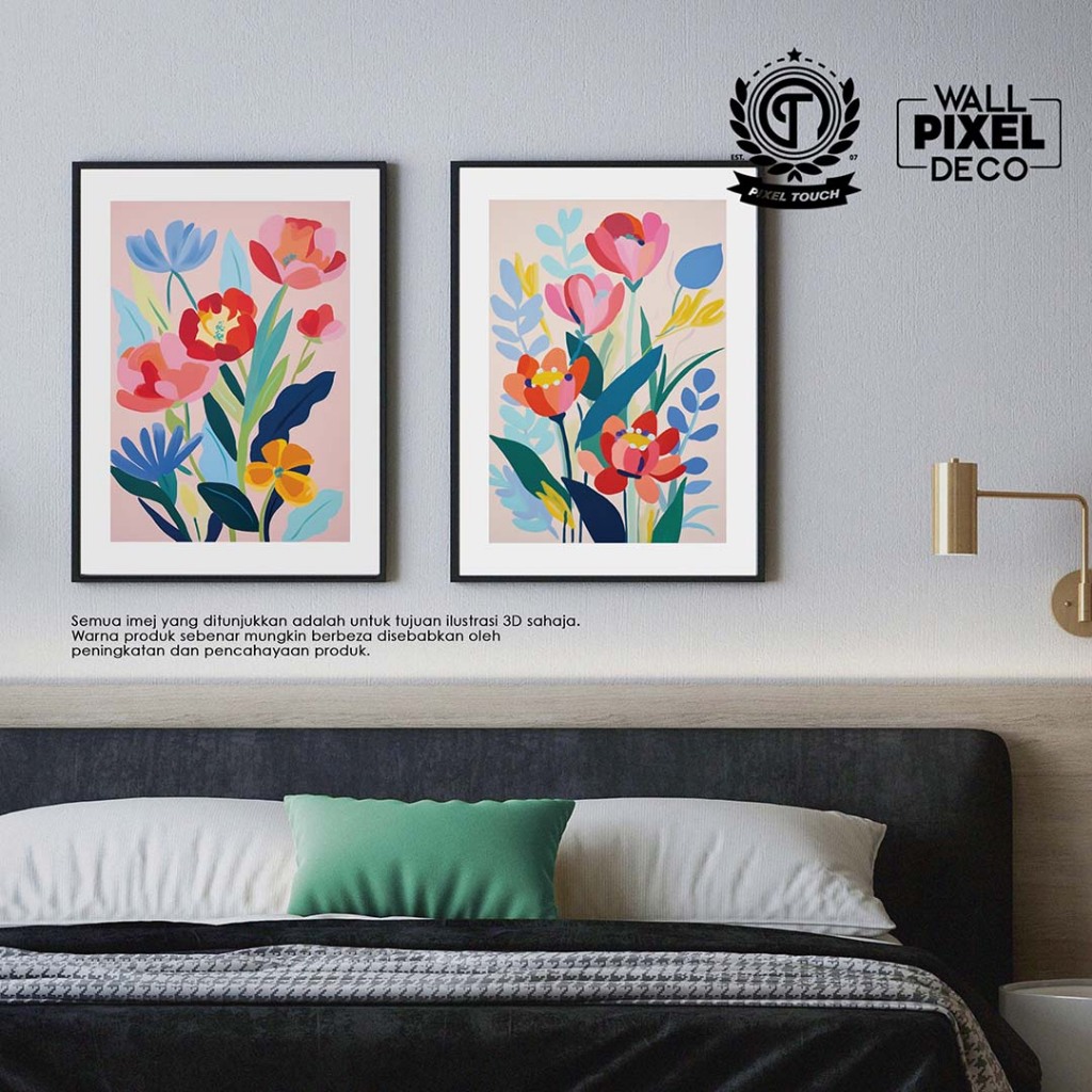 Frame Minimalist Aesthetic leaves Seni Hiasan Dinding Bilik Ruang Tamu ...