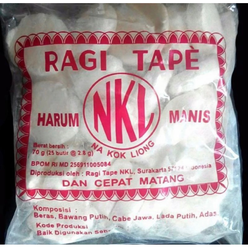 Ragi tapai/ tape NKL asli indonesia 70g ( 1 pack 25 butir ) | Shopee ...