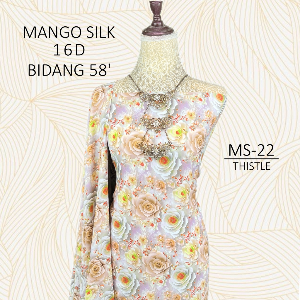 (0.5m) Mango Silk 16D Printed Kain Pasang Kain Viral Raya 2025 Bidang ...