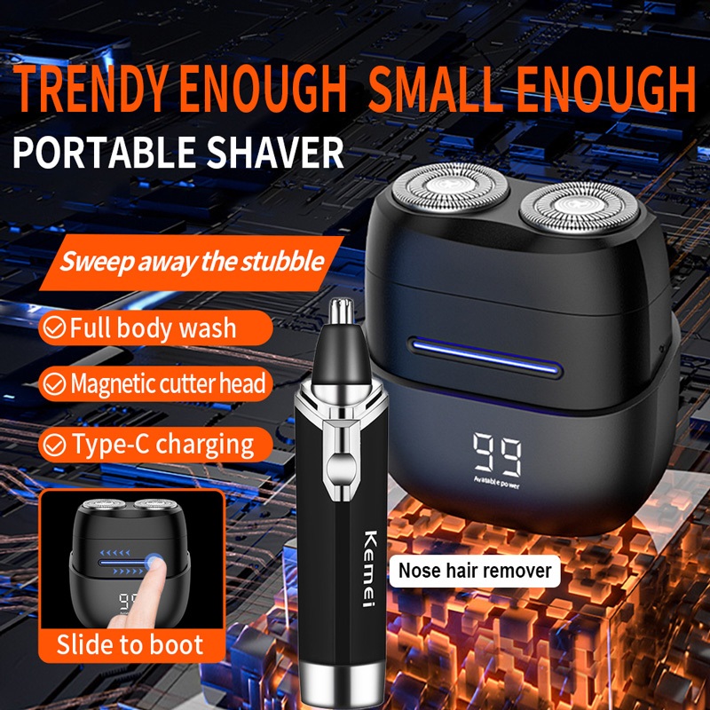 Mini Electric Shaver 2 Floating Head Portable Shaver Machine Magnetic ...