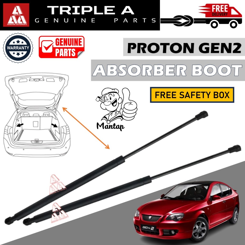 PROTON GEN 2 Rear Bonnet Damper Rear Boot Absorber Boot Shock Strut Gas ...