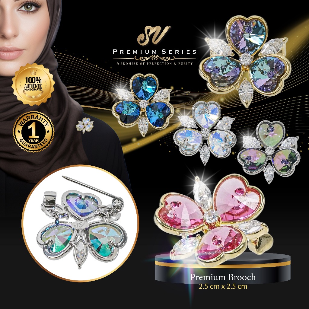 Sv Premium Shiny Colorful Love Flower Hijab Pin Kacing Tudung Bunga ...